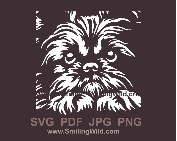 Brussels Griffon svg white vector cuttable clip art file – Smiling Wild ...